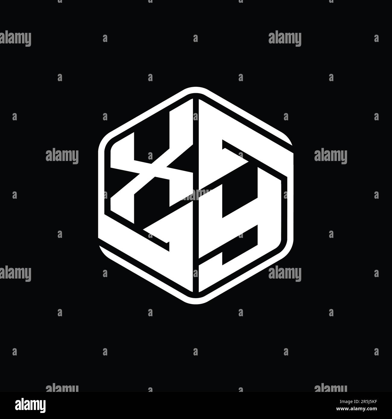 XY Letter Logo monogram hexagon shape with ornament abstract isolated outline design template ...