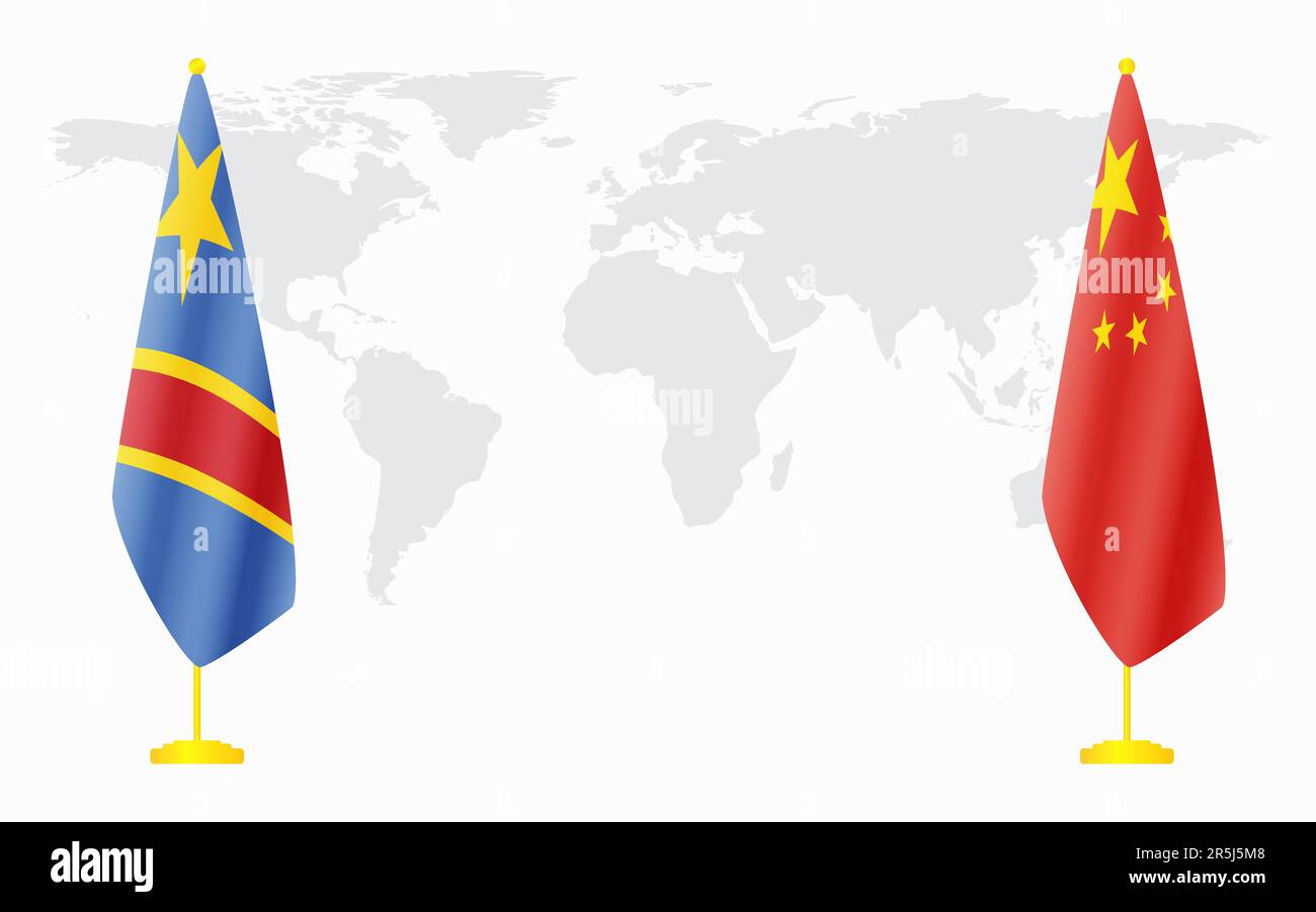 China and Democratic Republic of Congo flags for official meeting ...
