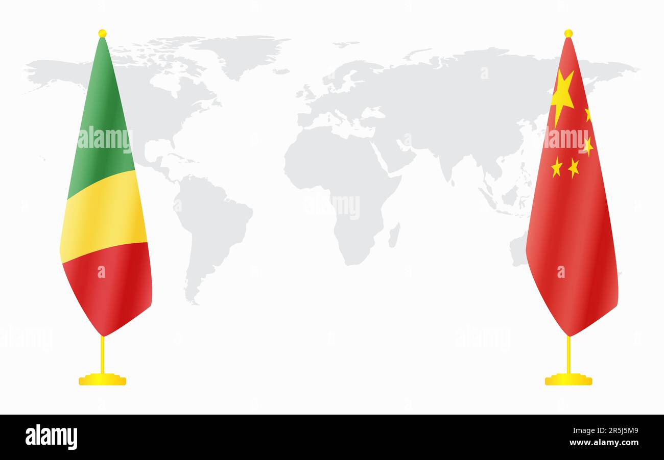 China and Congo Brazzaville flags for official meeting against ...