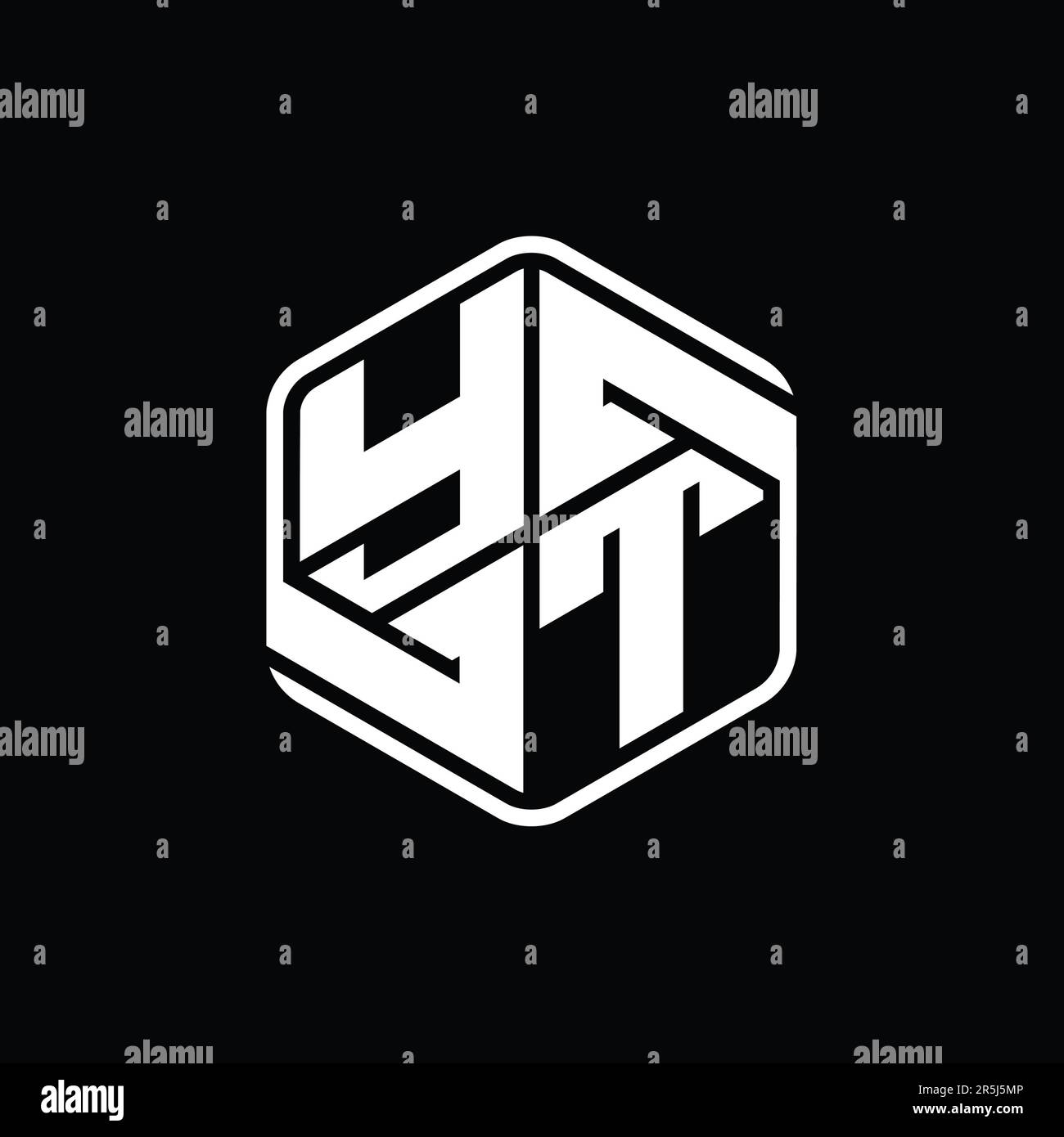 YT Letter Logo monogram hexagon shape with ornament abstract isolated outline design template ...