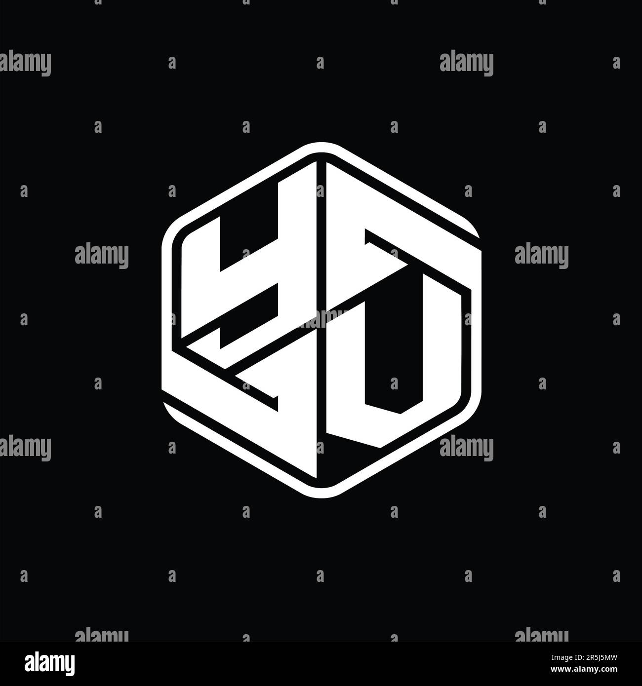 YV Letter Logo monogram hexagon shape with ornament abstract isolated outline design template ...