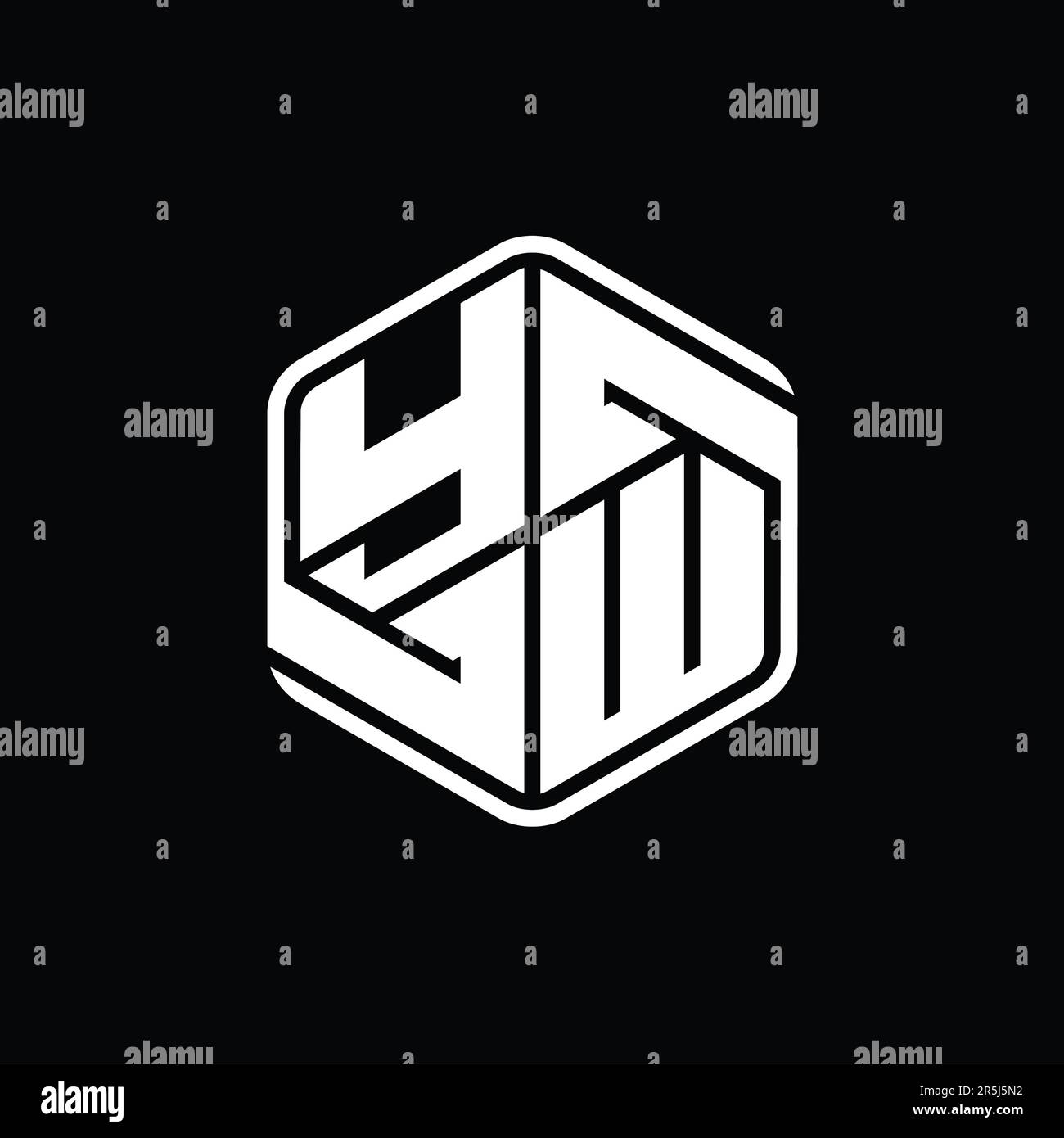YW Letter Logo monogram hexagon shape with ornament abstract isolated outline design template ...