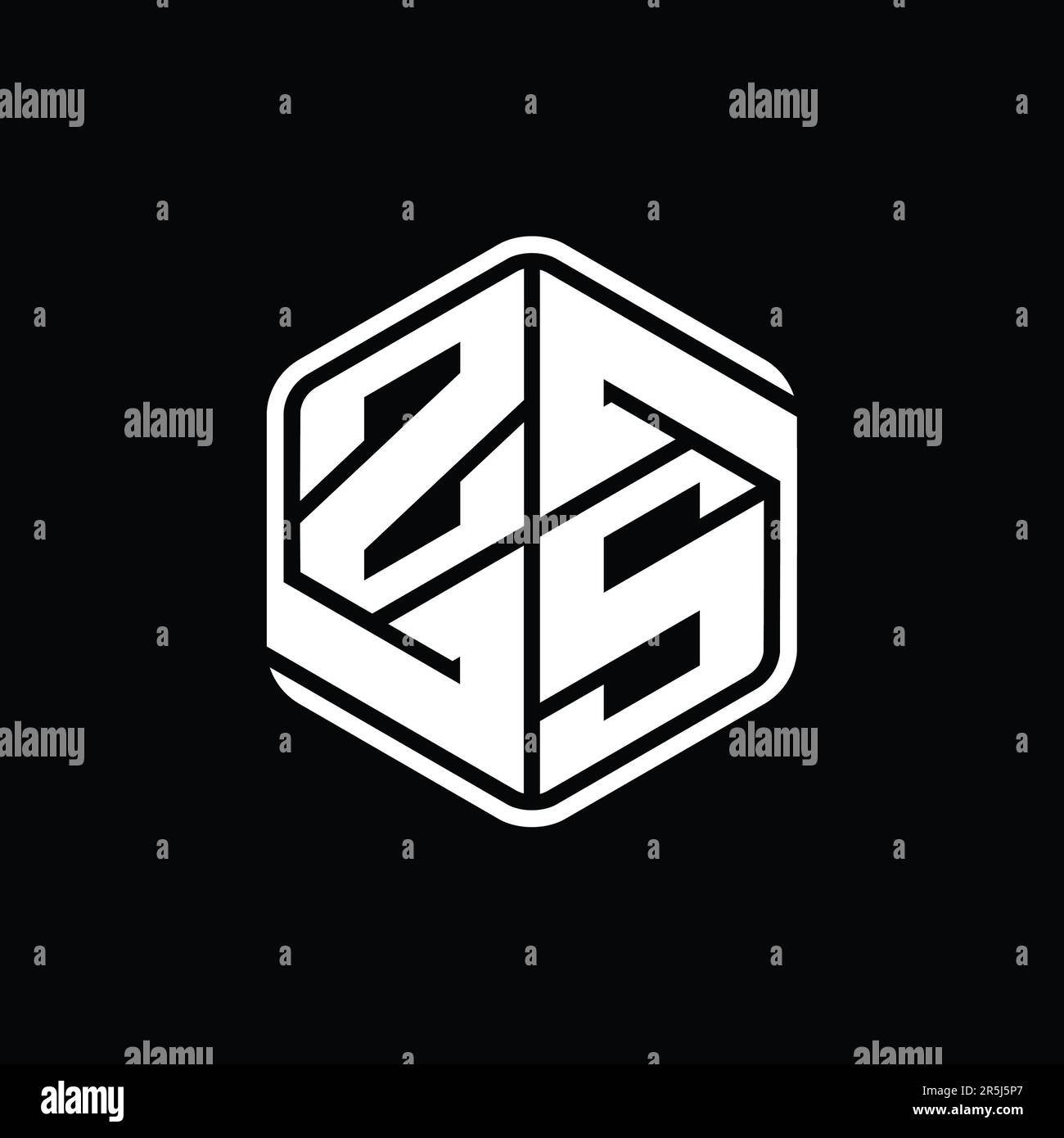 ZS Letter Logo monogram hexagon shape with ornament abstract isolated ...