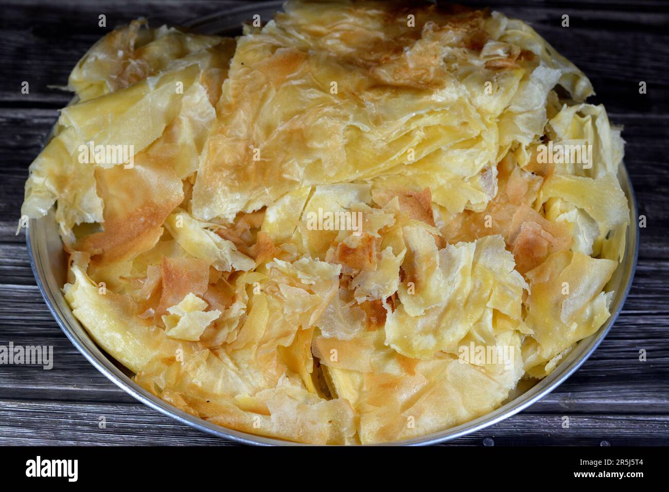Egyptian Feteer meshaltet, layers upon layers of pastry dough with ...