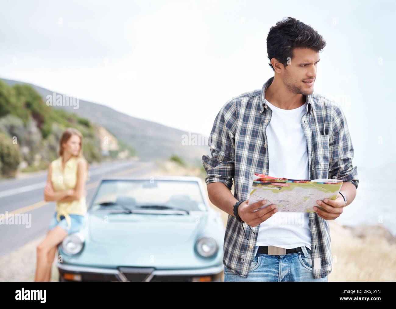 I think we took a wrong turn somewhere...Handsome young guy trying to find his way on a roadtrip ...