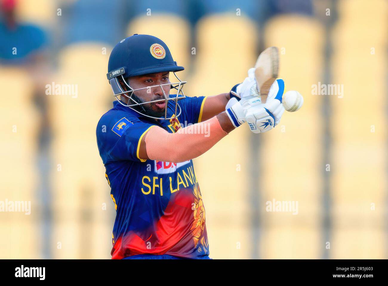 Hambantota, Sri Lanka. 04th June 2023. Sri Lanka's Sadeera Samarawickrama bats during the 2nd ...