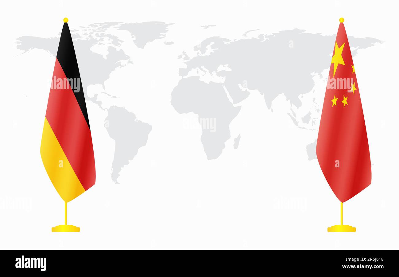 China and Germany flags for official meeting against background of ...