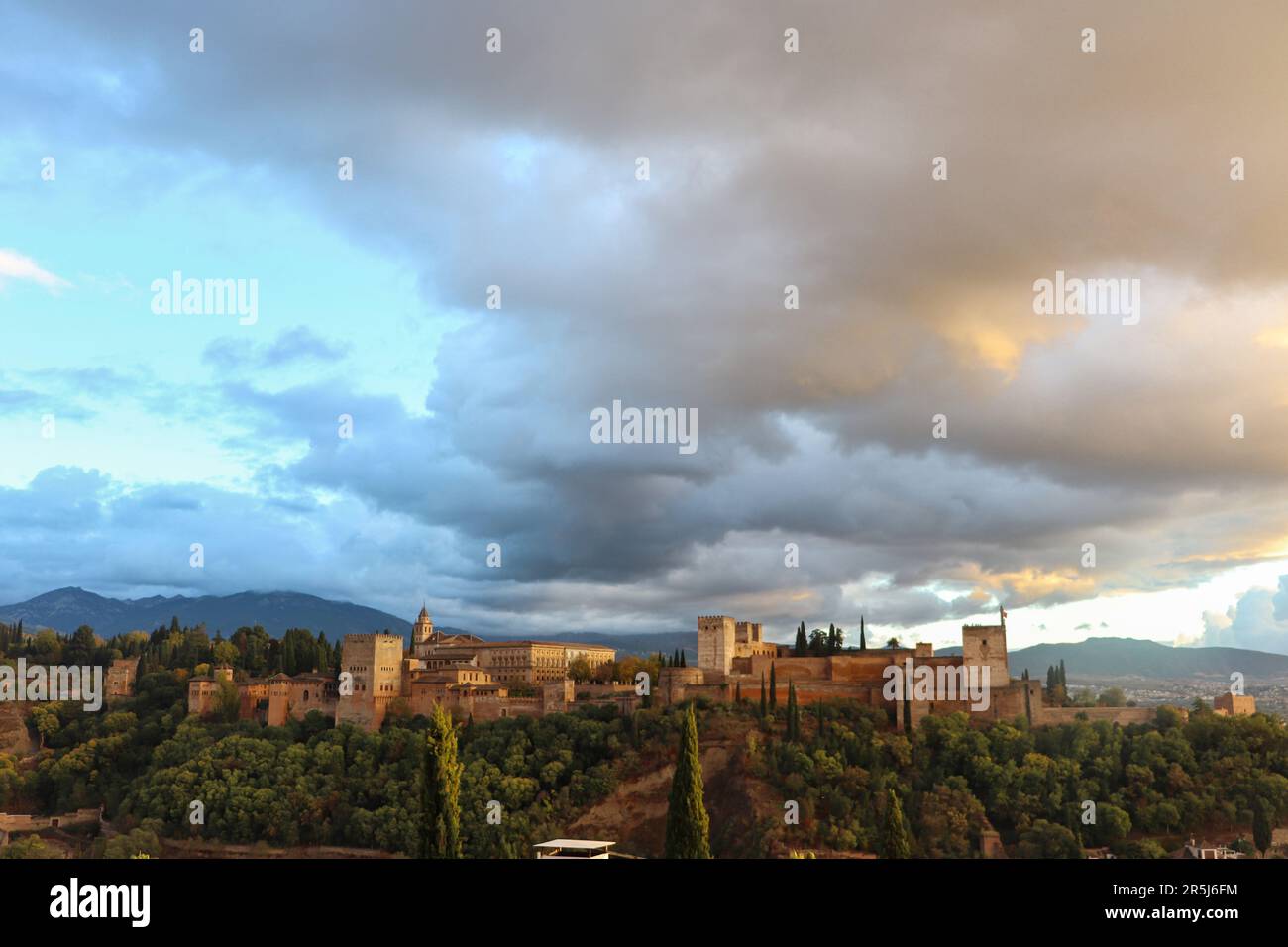 The Full View of Alhambra, Moorish Historic Castle, Located in Granada ...