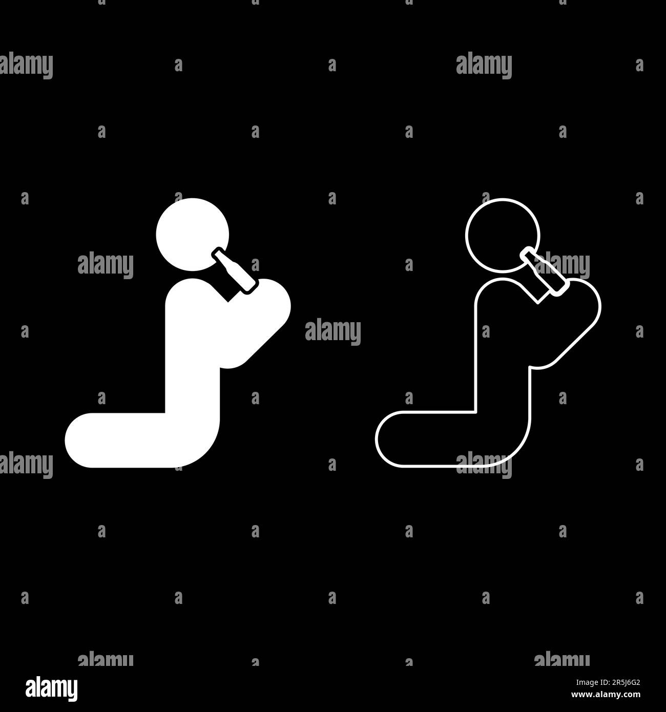 Man human drinking water alcohol beer from bottle knight position set ...