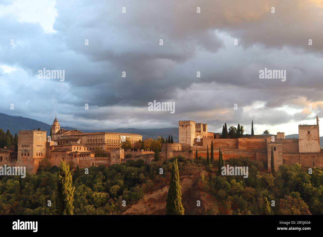 The Full View of Alhambra, Moorish Historic Castle, Located in Granada ...