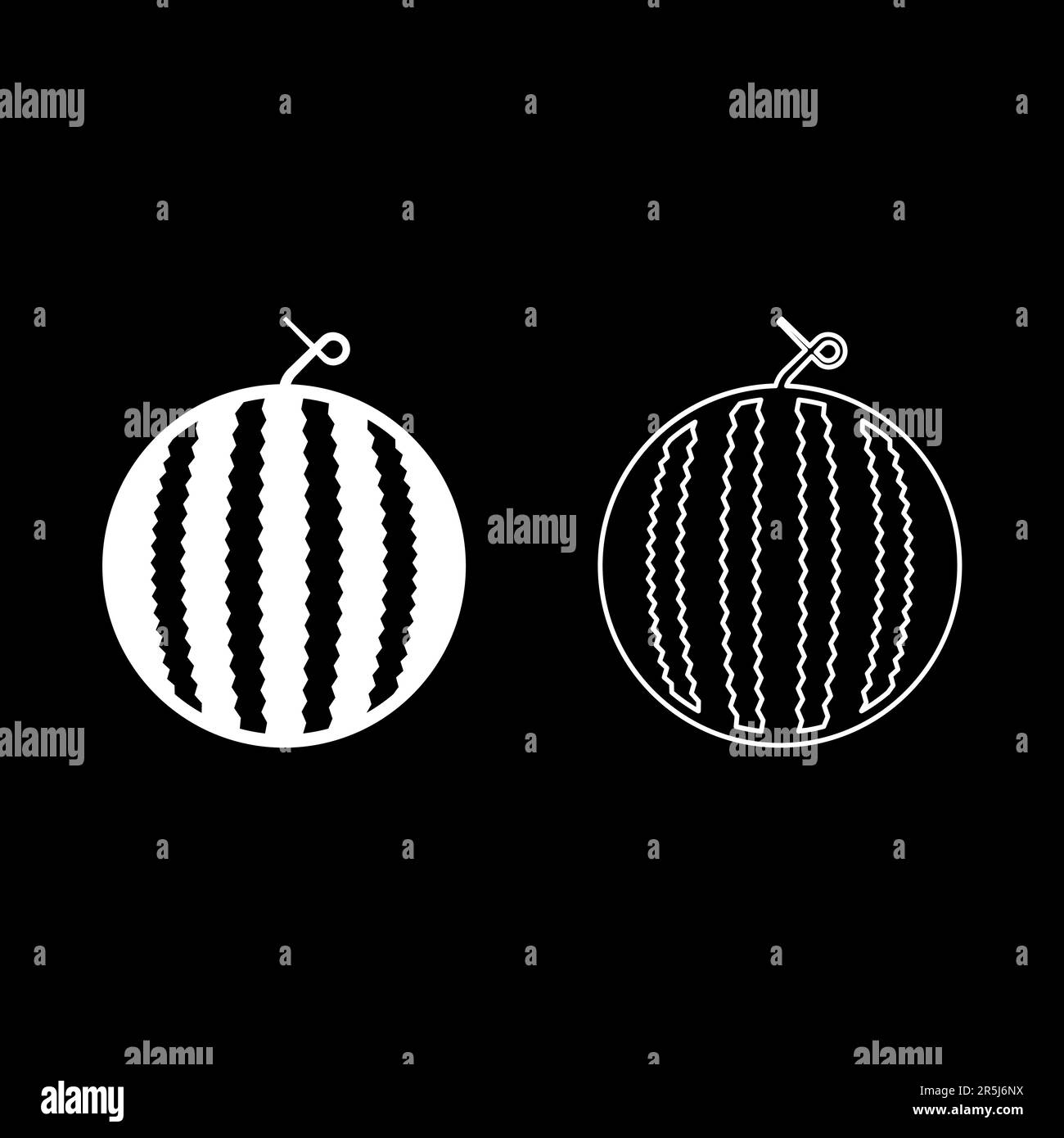 Watermelon ripe berry fruit summer food dessert set icon white color ...