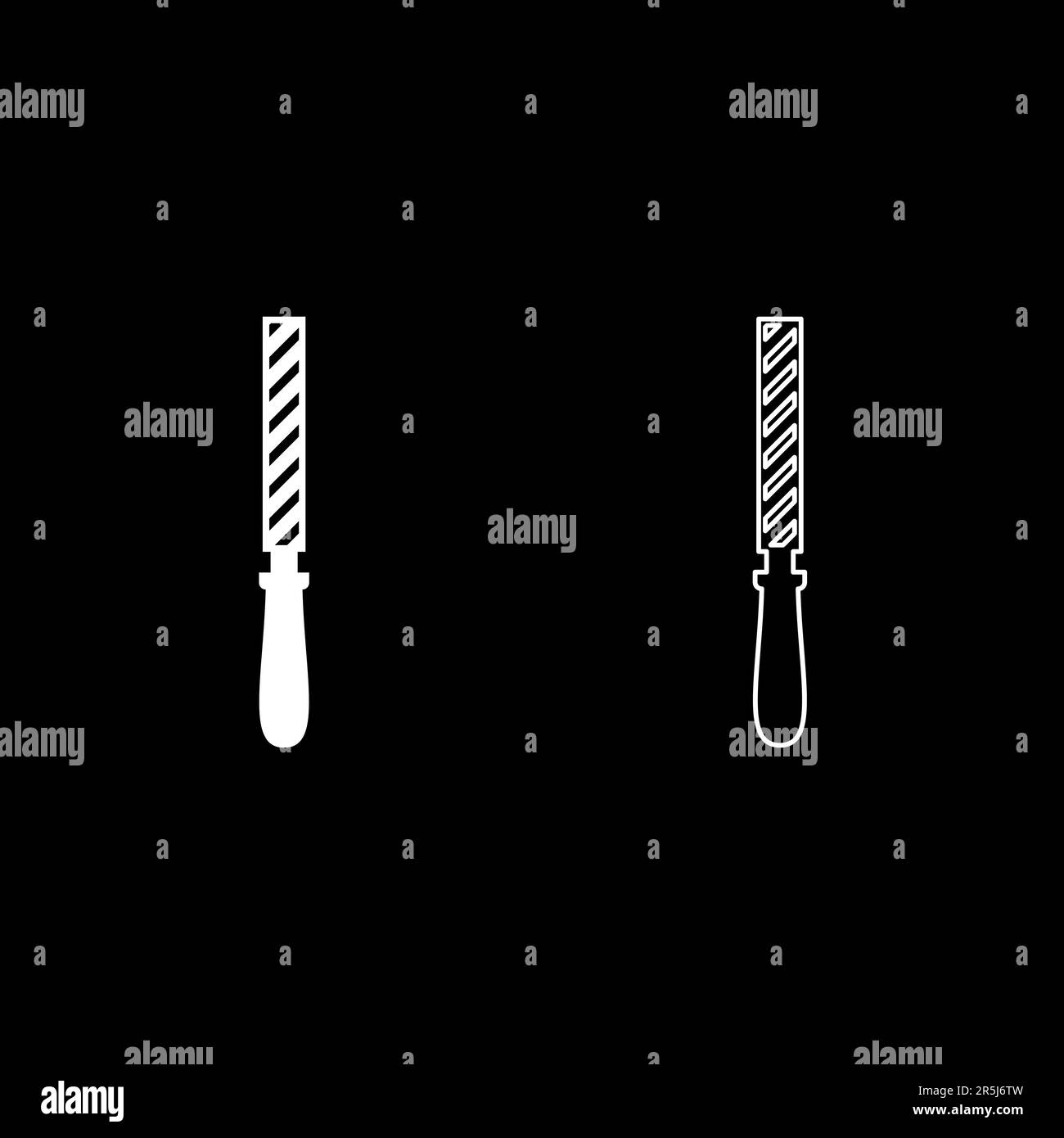 Hand file tool rasp instrument set icon white color vector illustration ...