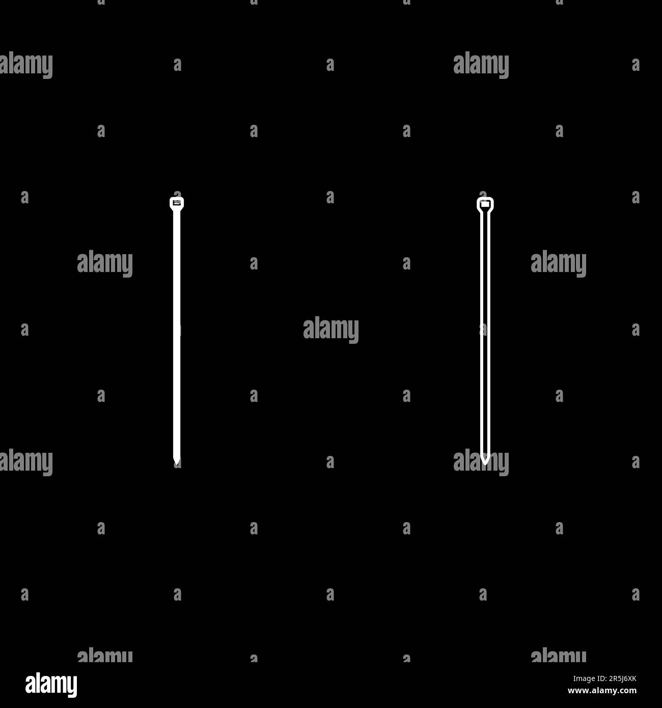 Cable tie zip building material set icon white color vector ...