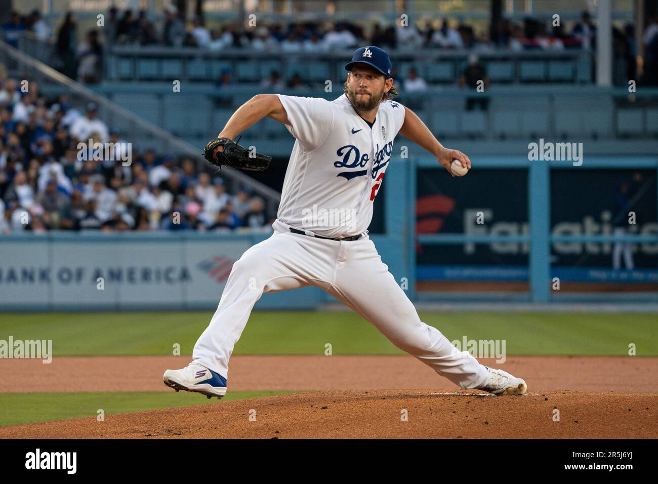 Los Angeles Dodgers starting pitcher Clayton Kershaw (22) throws during ...