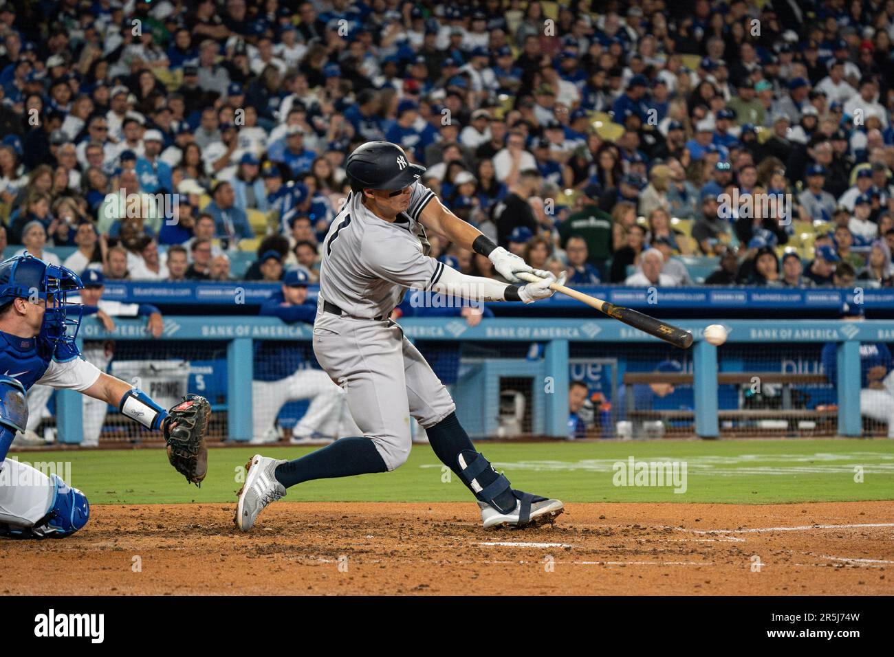 New York Yankees shortstop Anthony Volpe (11) bats during a MLB game ...