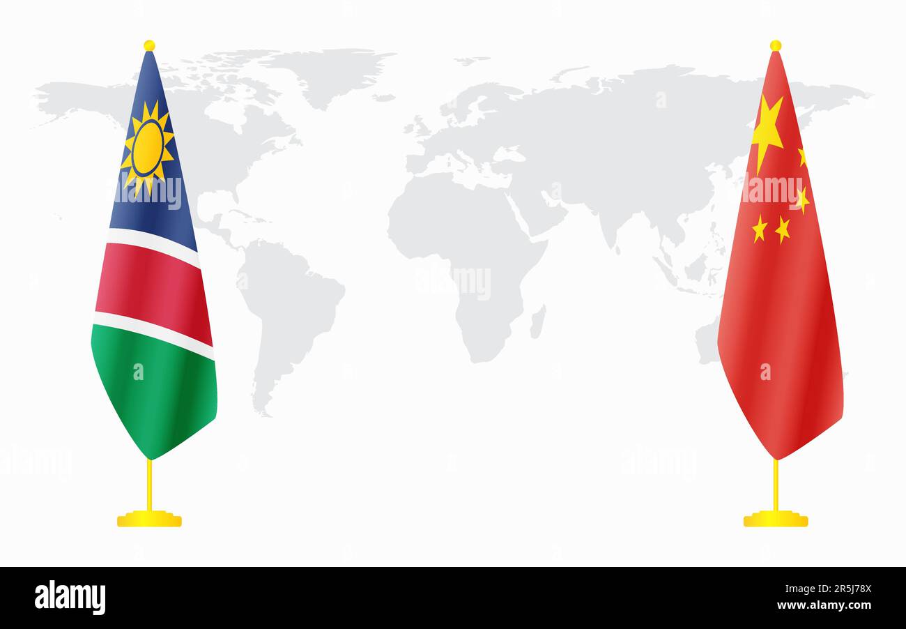 China and Namibia flags for official meeting against background of ...