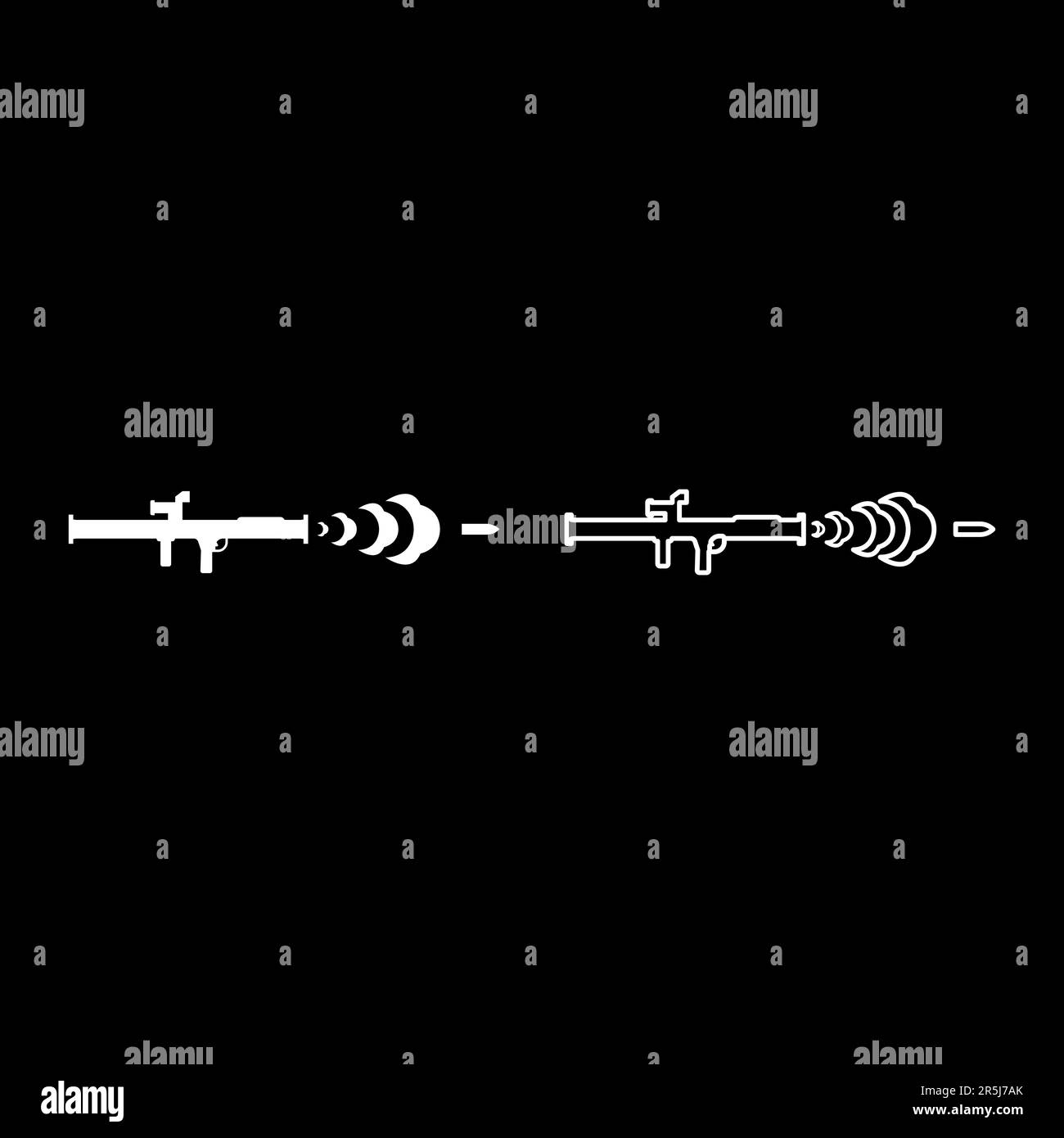 Shot from the bazouka anti tank system set icon white color vector ...