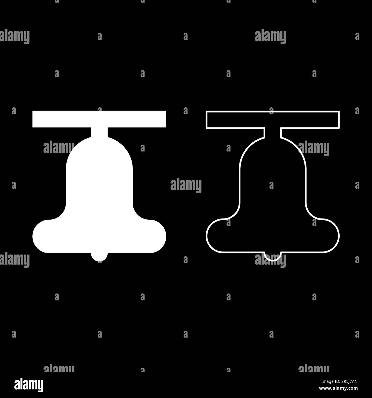 Church bell beam concept campanile belfry set icon white color vector ...
