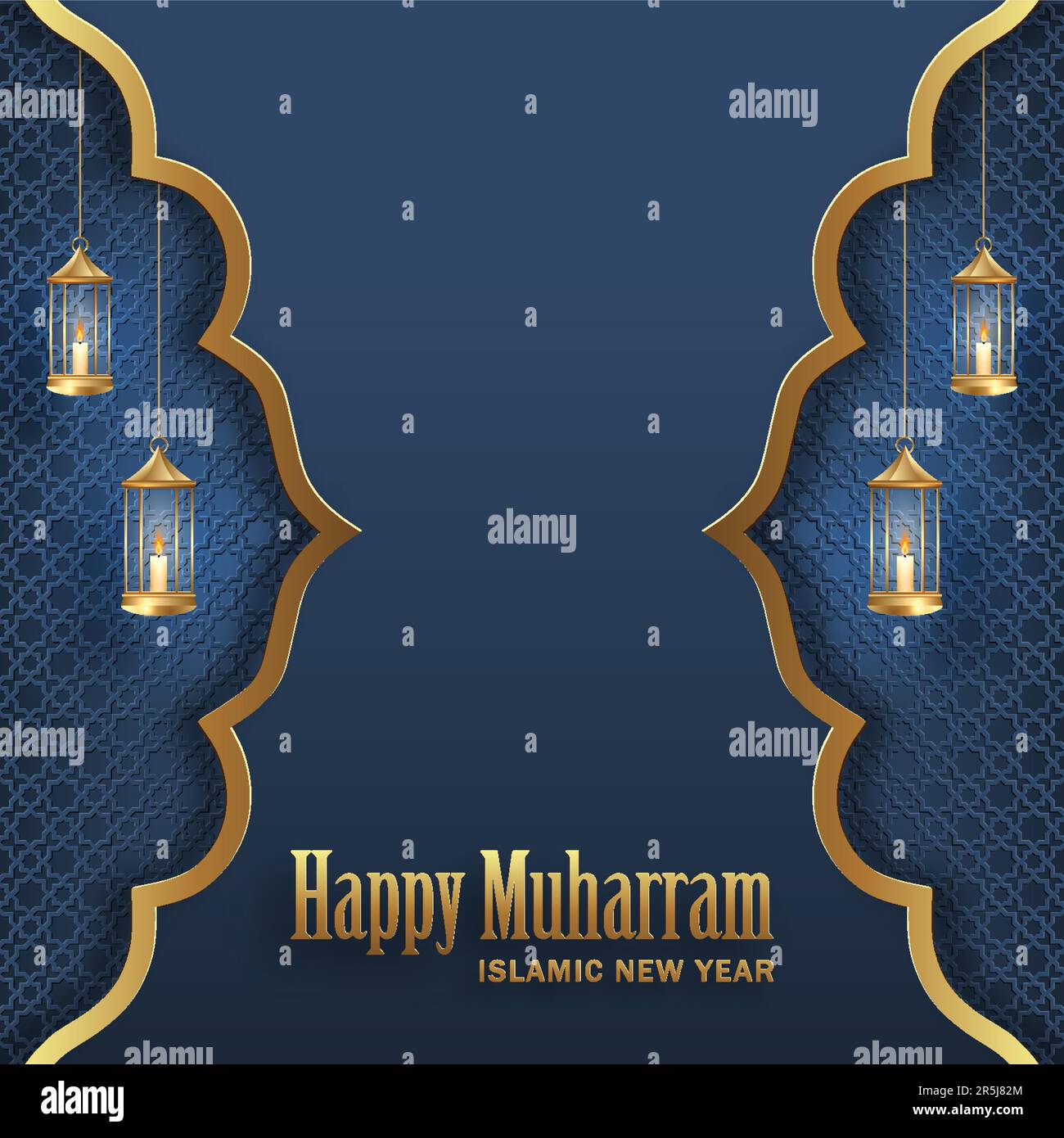 Happy Muharram, the Islamic New Year, new Hijri year design with gold ...