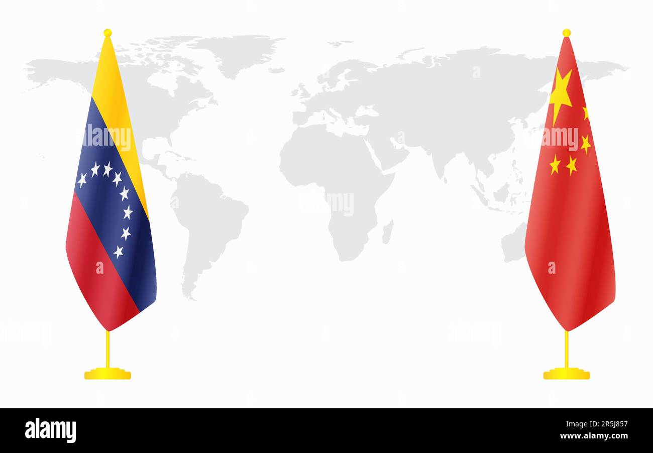 China and Venezuela flags for official meeting against background of ...