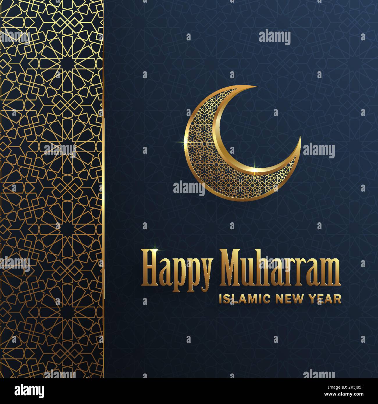 Happy Muharram, the Islamic New Year, new Hijri year design with gold ...