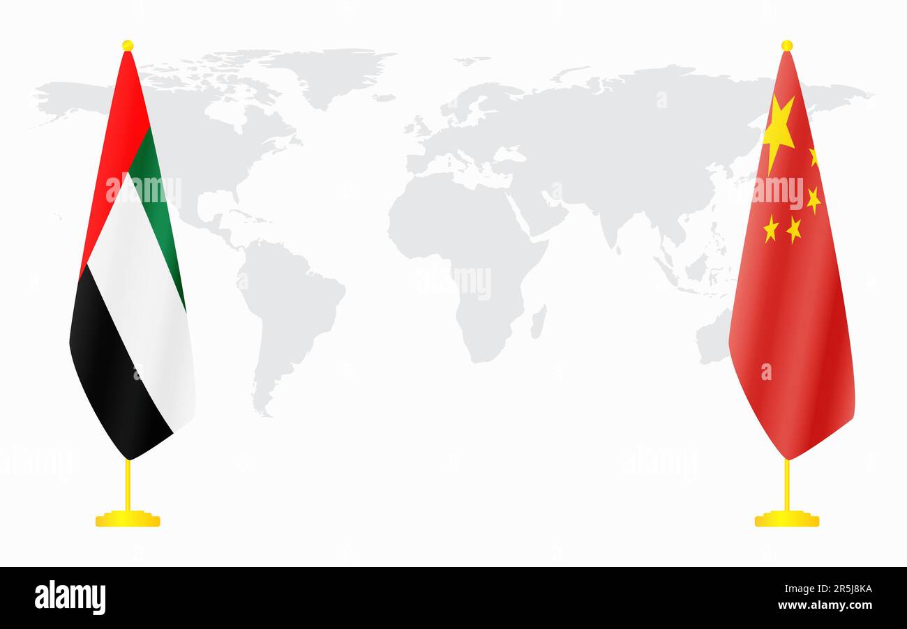 China and United Arab Emirates flags for official meeting against ...