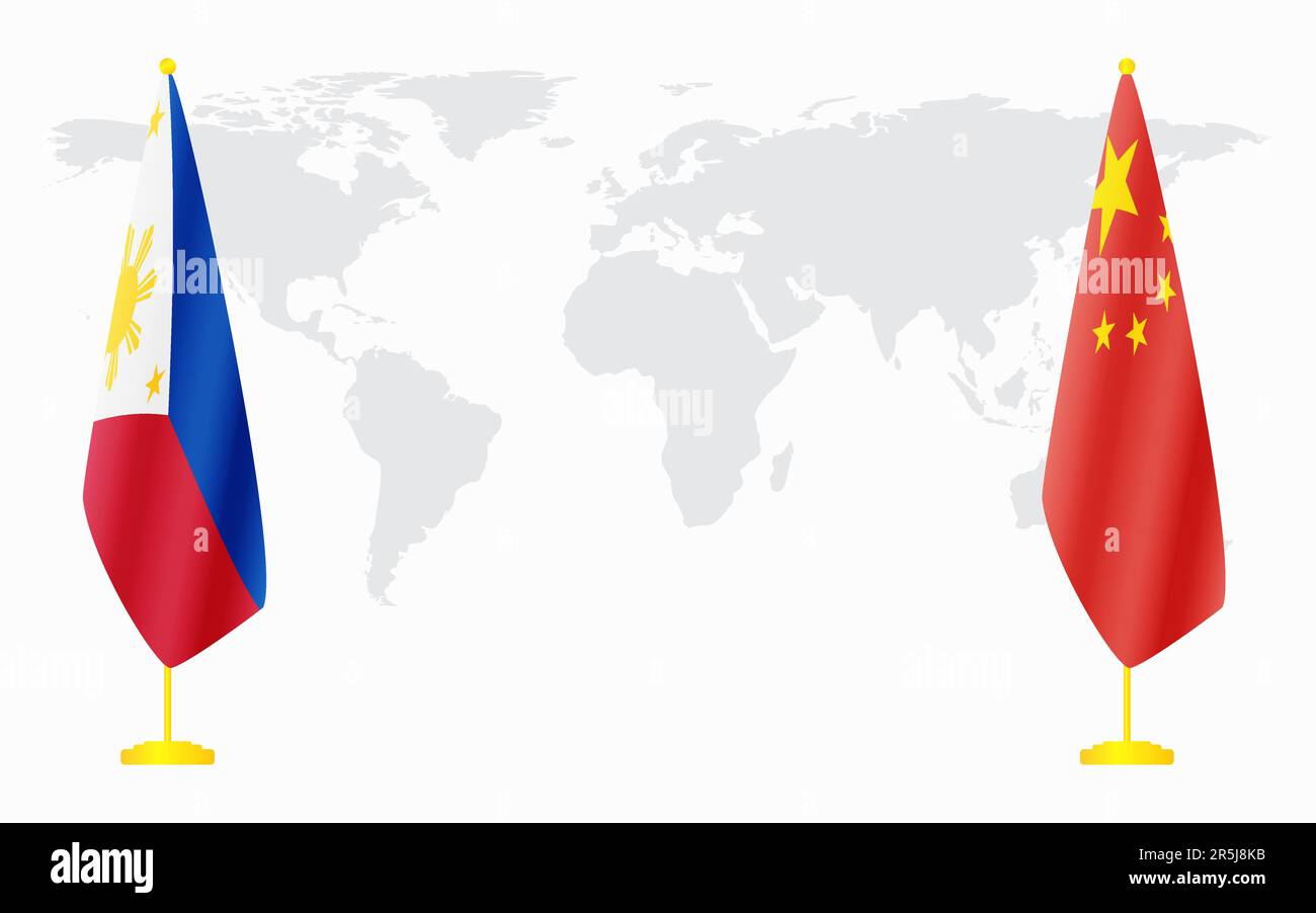 China and Philippines flags for official meeting against background of ...