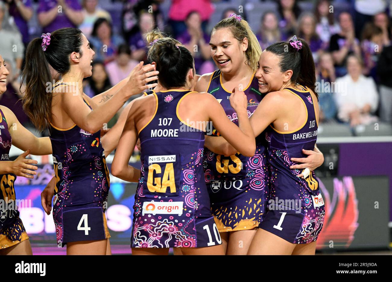 Brisbane, Australia. 04th June, 2023. Donnell Wallam (centre) of the ...