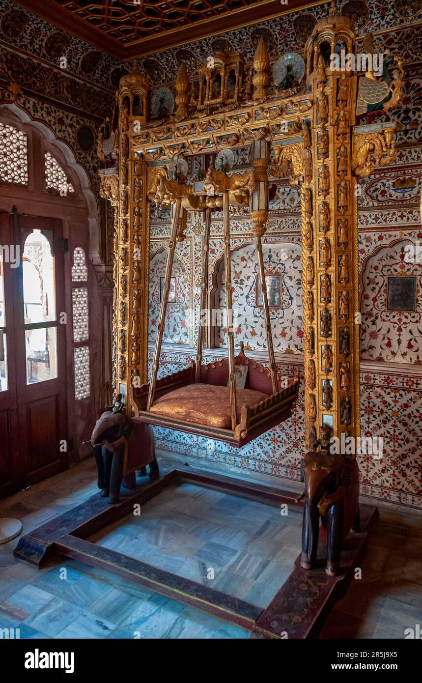 Jhoola in Audience Hall, Junagarh Fort, Bikaner, Rajasthan, India Stock ...