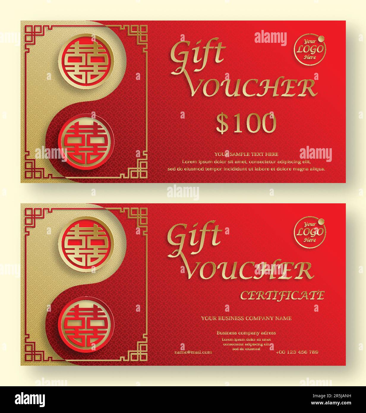 Gift voucher certificate coupon template for advertising, gold luxury and premium style design ...