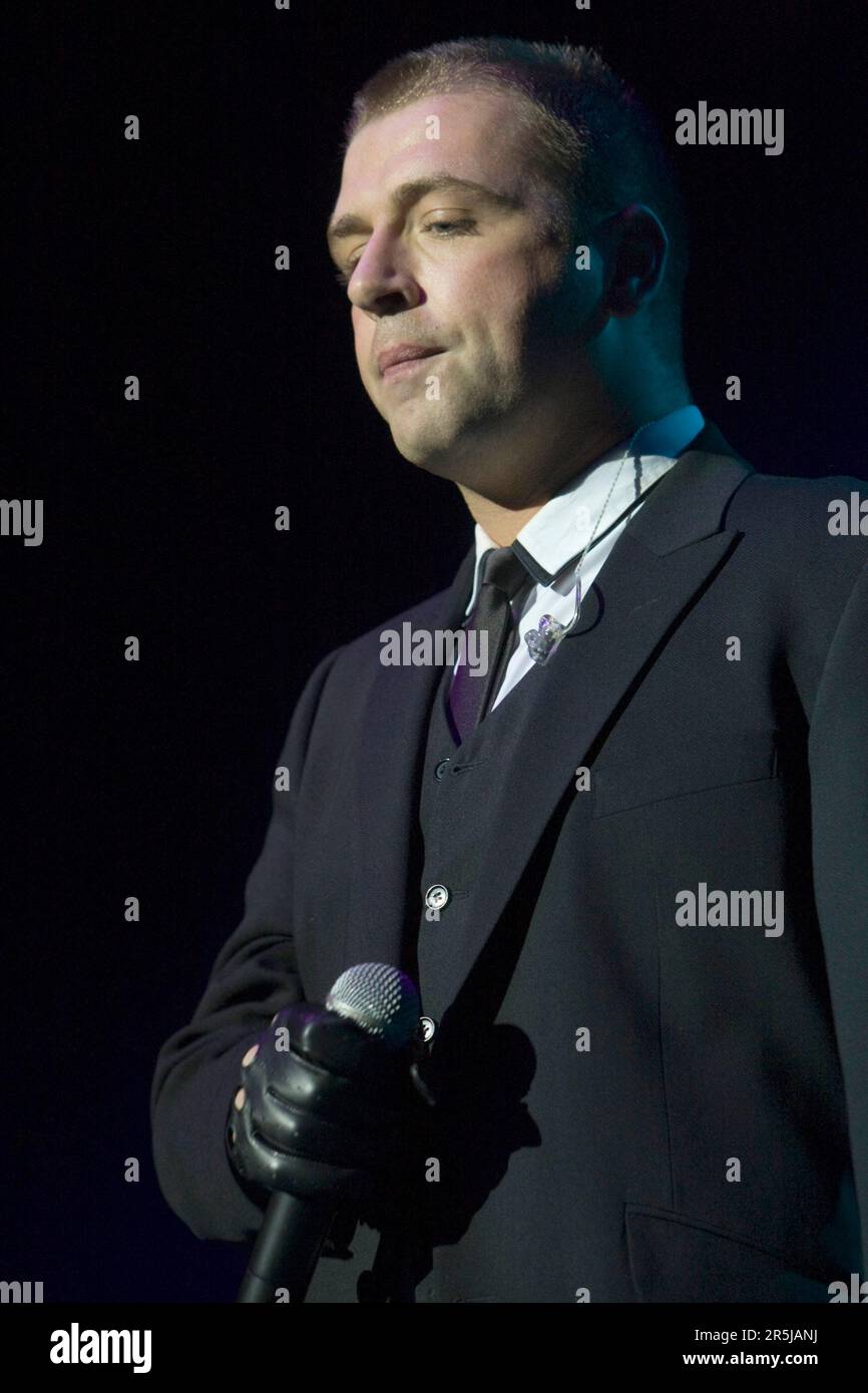 Mark Feehily of Irish pop band, Westlife, performing on stage at the ...