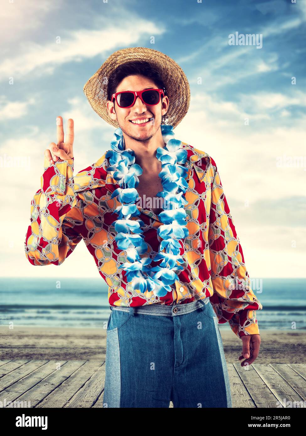 Male traveler colorful flower shirt hi-res stock photography and images ...