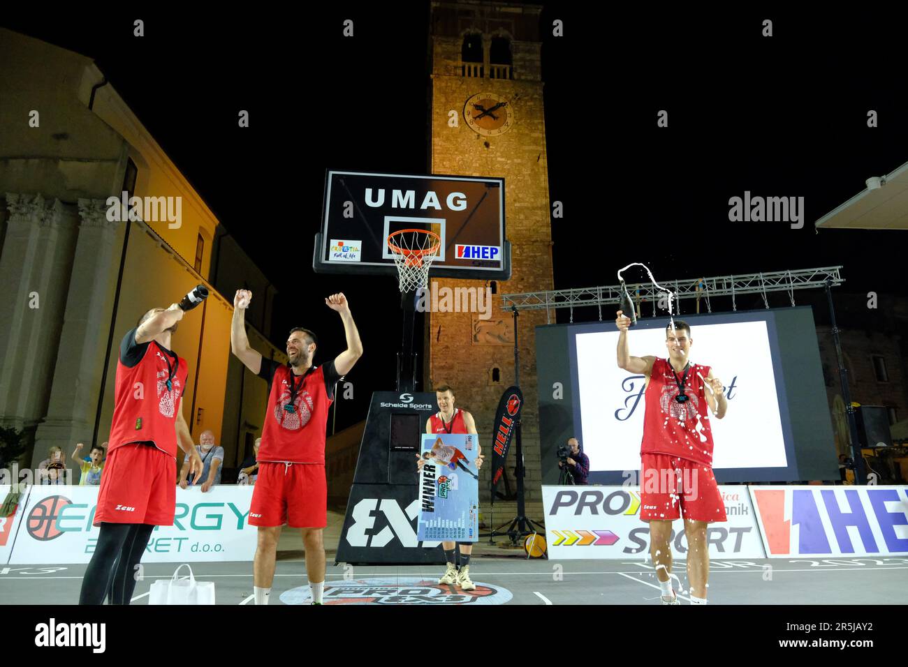 Winners of Pro 3x3 Tour 2023 basketball tournamet at Liberty Square in Umag Croatia on June 3 ...