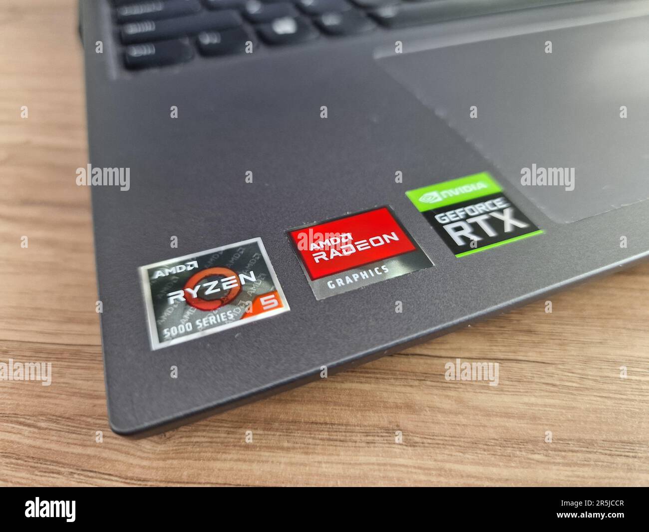 Konskie, Poland - May 28, 2023: AMD Radeon graphics logo displayed on ...