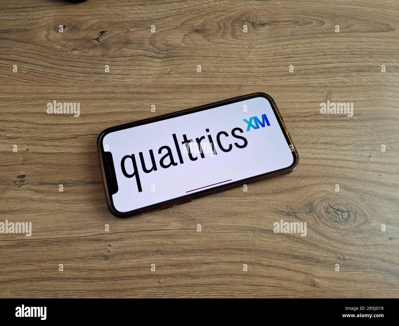 Konskie, Poland - May 28, 2023: Qualtrics company logo displayed on ...