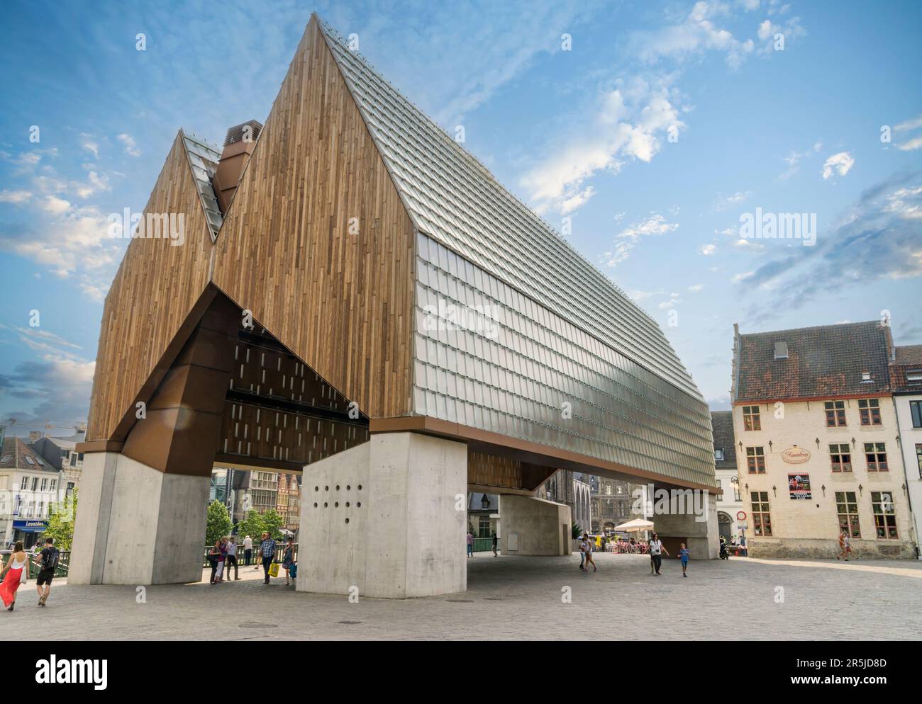 View of the modern Market Hall building. Modern architecture with a ...