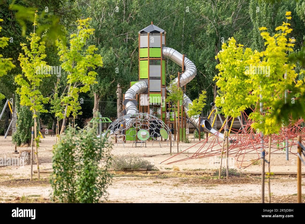 Playground for children to enjoy at Casa de Campo in Madrid Stock Photo ...