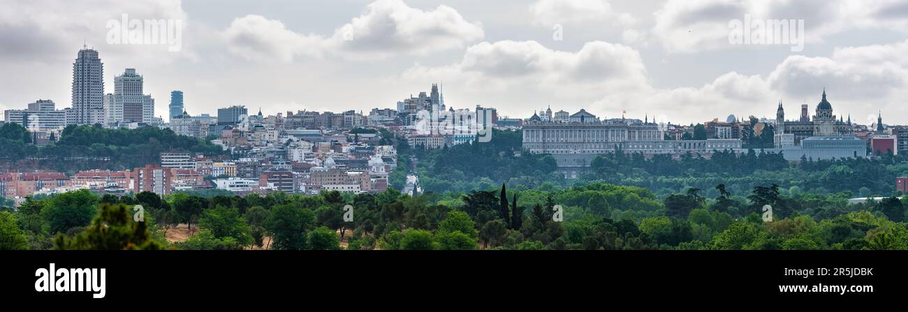 Great panoramic view of the skyline of Madrid from the country house ...