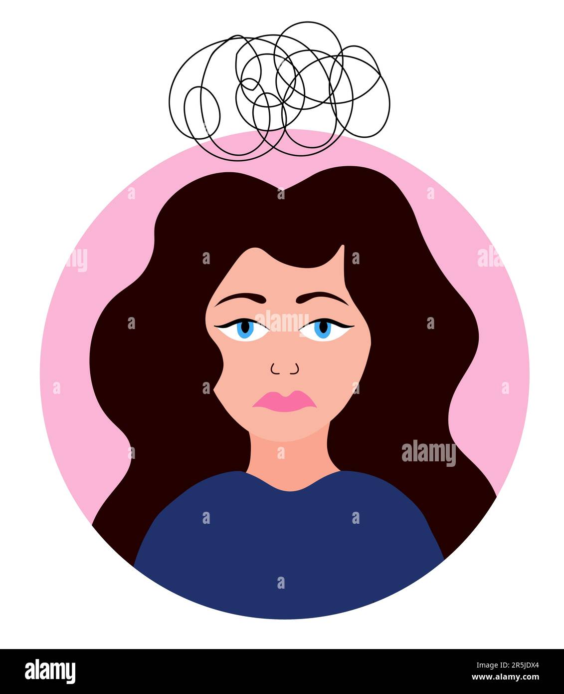 Woman with confused feelings. Mental health priority. Girl with mental ...