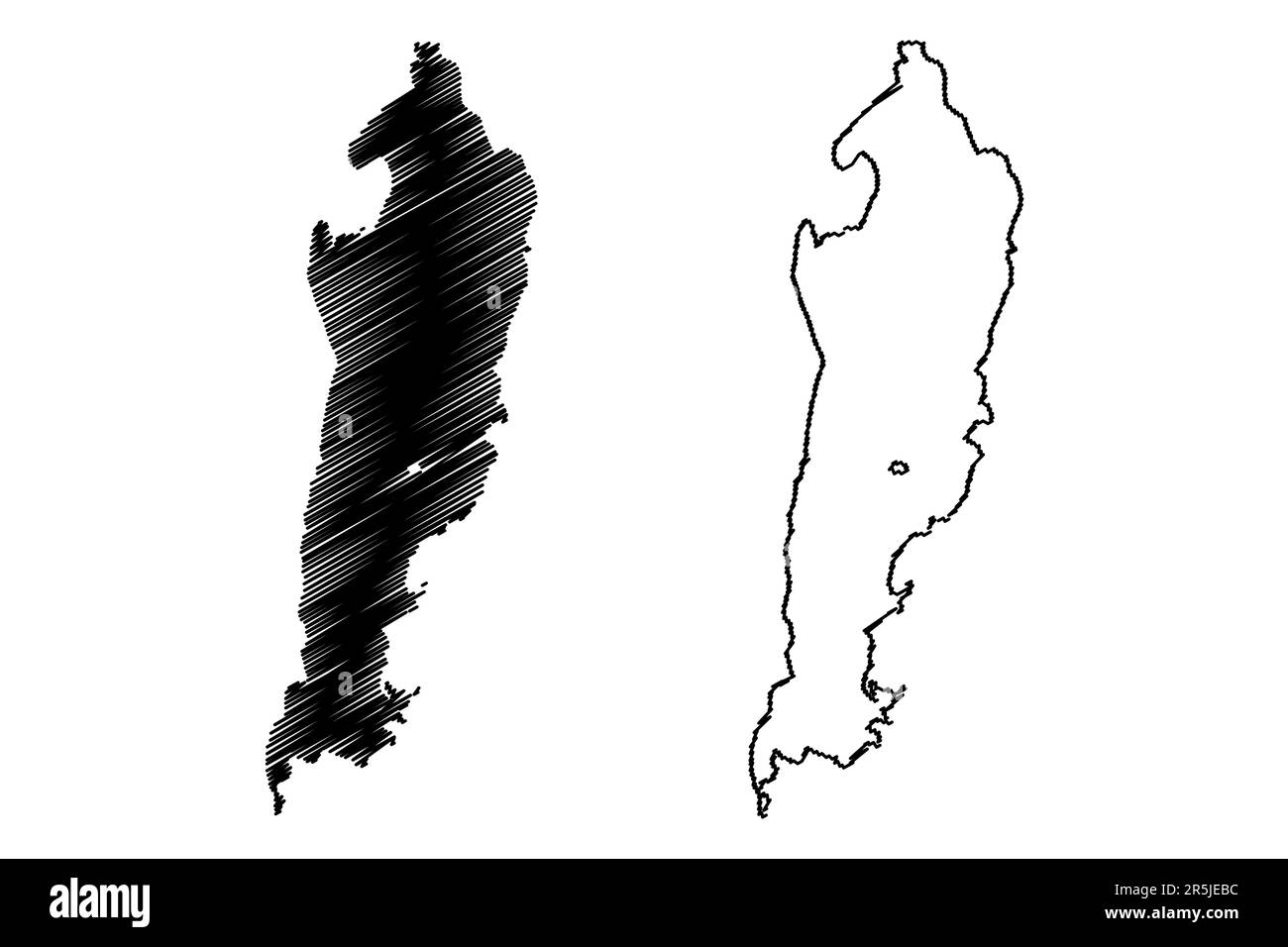 Lake Khovsgol (Mongolia) map vector illustration, scribble sketch ...