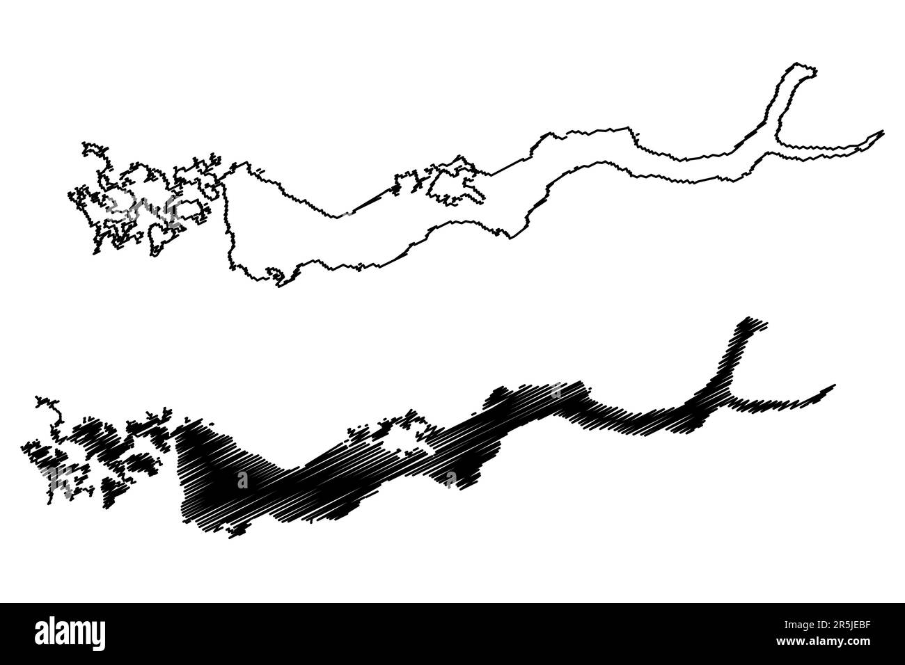 Lake Khantayskoye (Russia, Russian Federation) map vector illustration, scribble sketch map ...