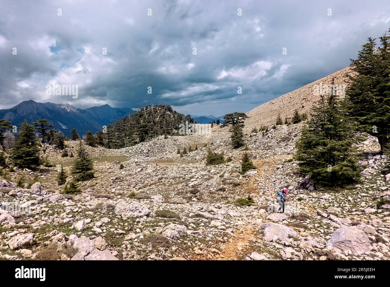 Trekking through the mountains on the Lycian Way, Antalya, Turkey Stock ...