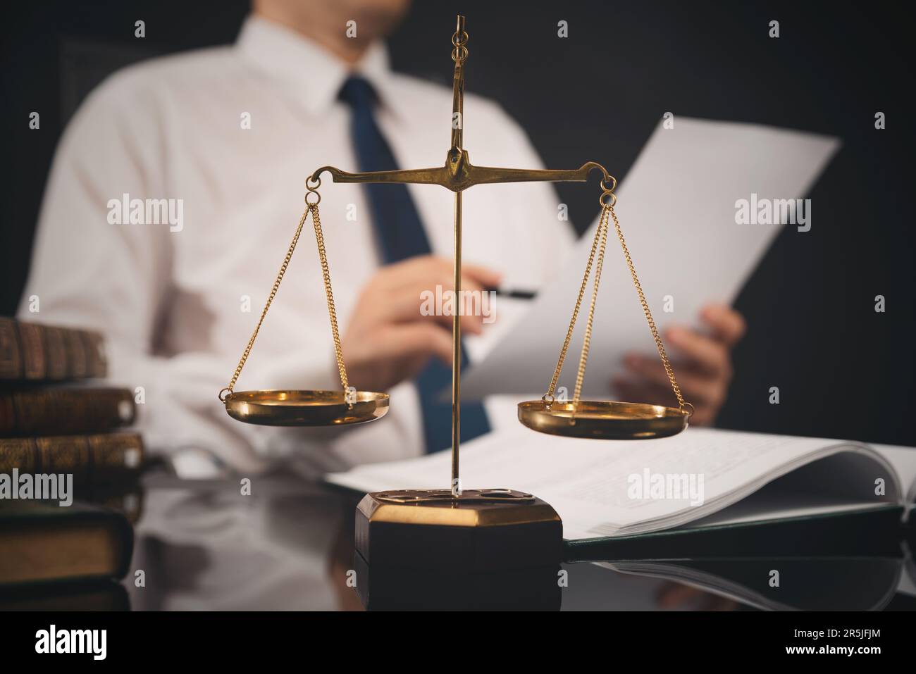 Attorney working at the office, notary public signing document Stock ...