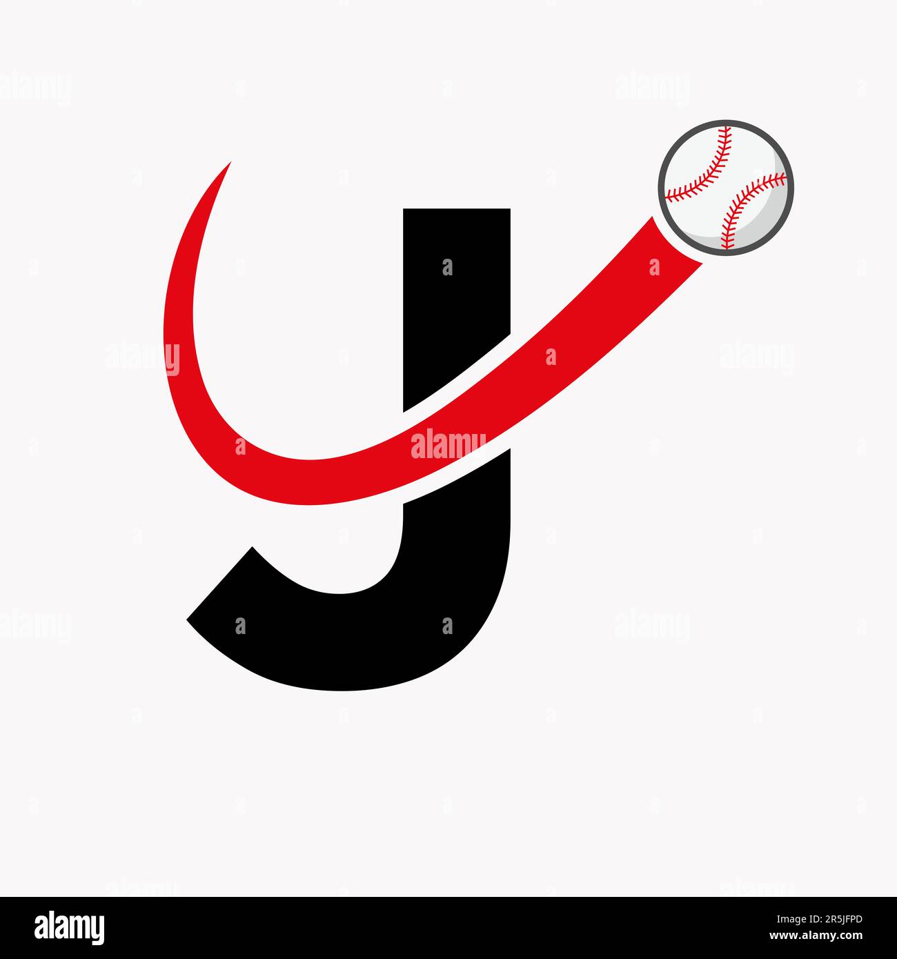 Letter J Baseball Logo Concept With Moving Baseball Icon Vector ...