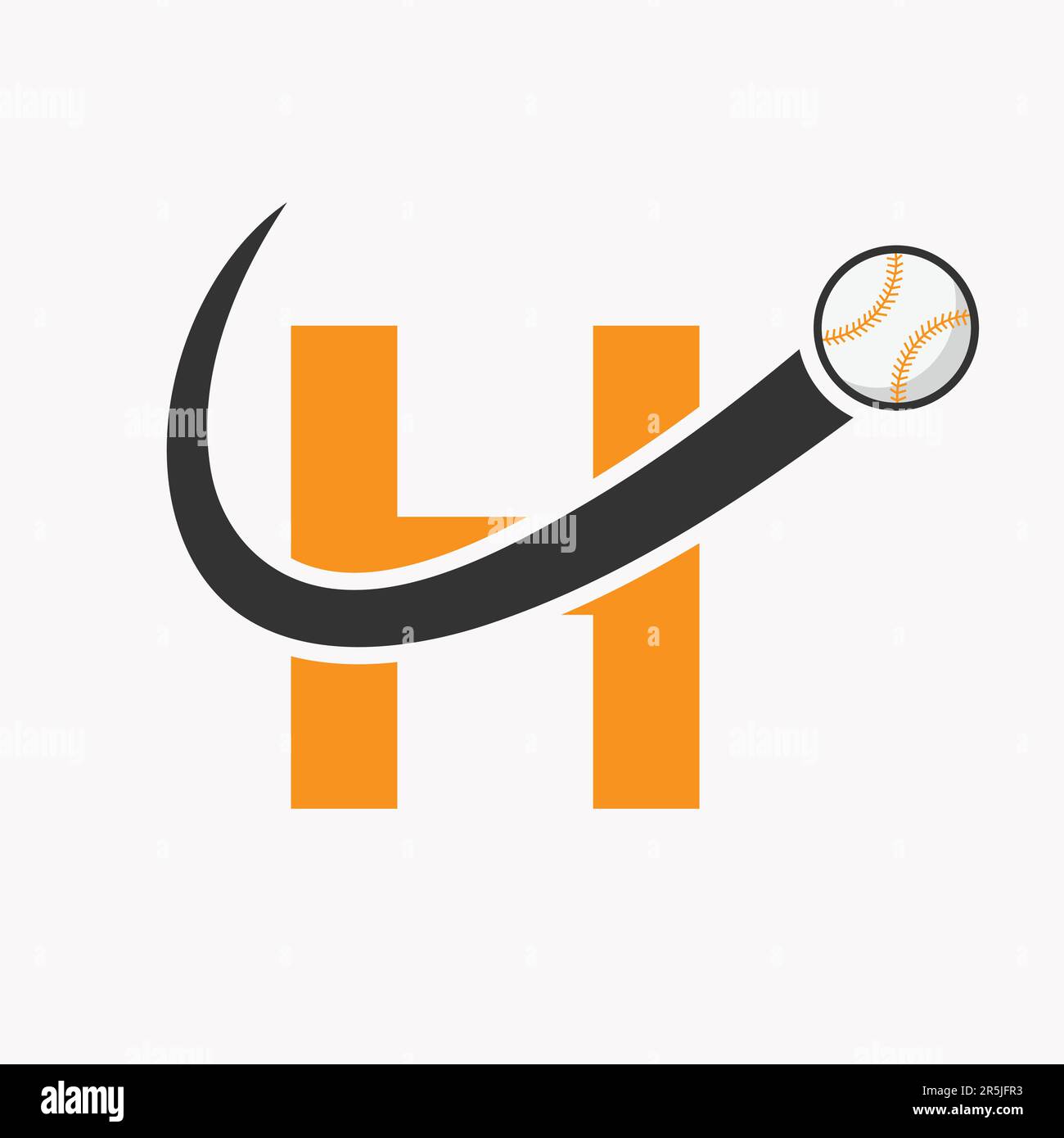 Letter H Baseball Logo Concept With Moving Baseball Icon Vector ...