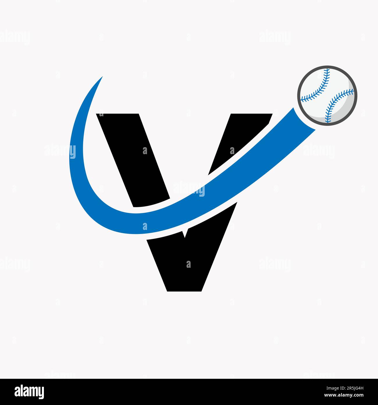 Letter V Baseball Logo Concept With Moving Baseball Icon Vector ...