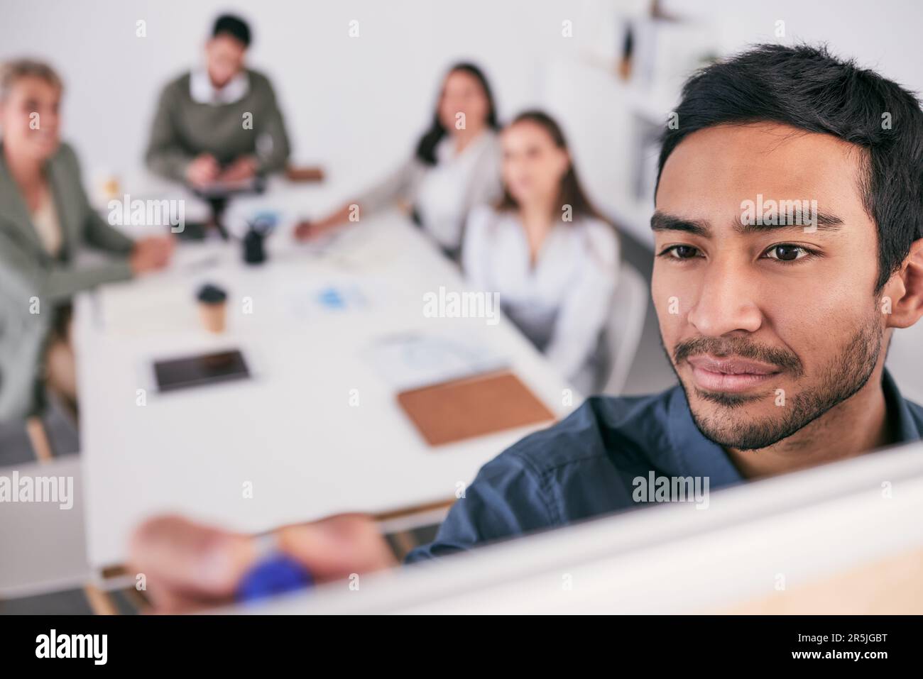 Writing, whiteboard and people, manager and business presentation in ...