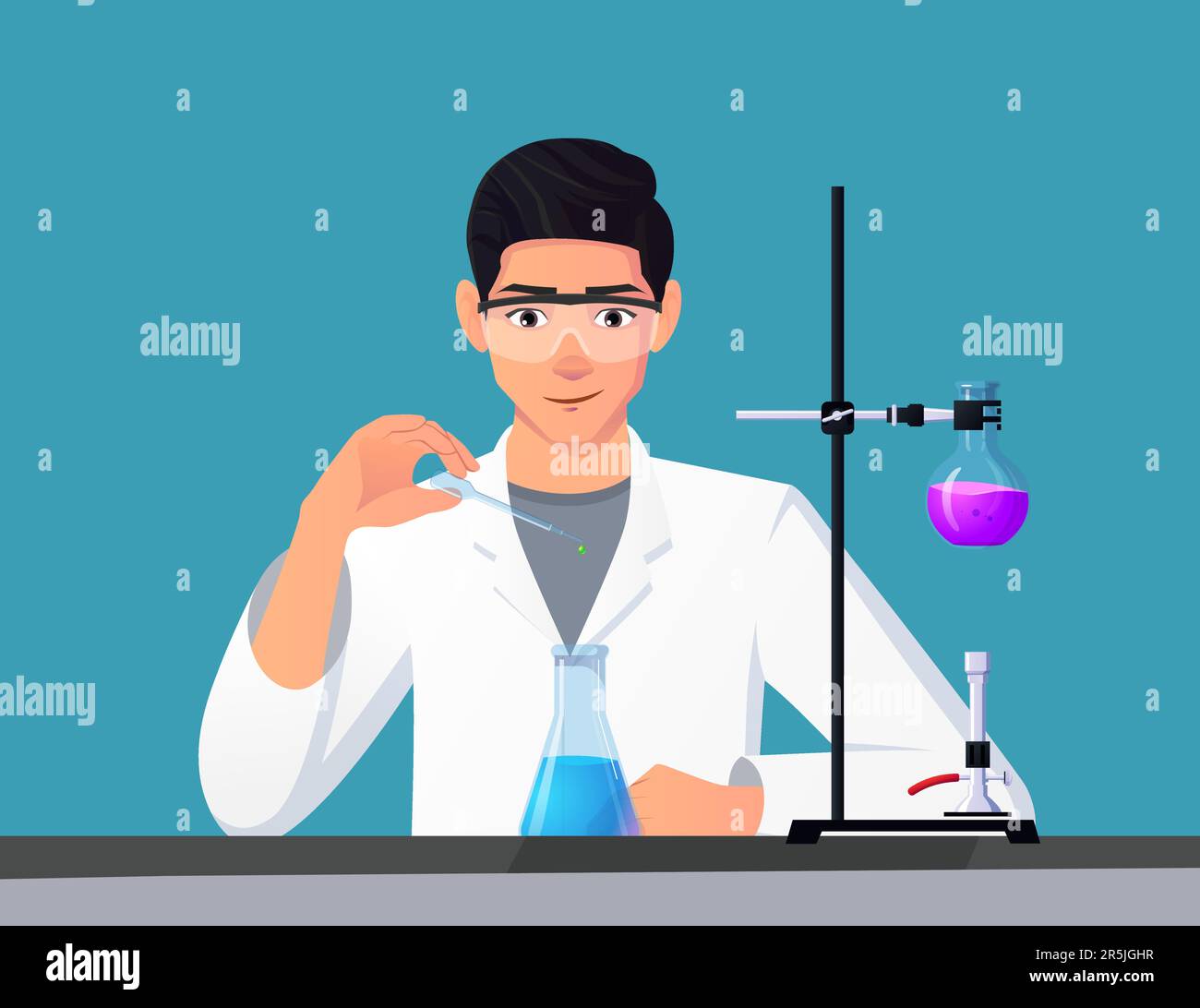 Scientist conducting an experiment Stock Vector Images - Alamy