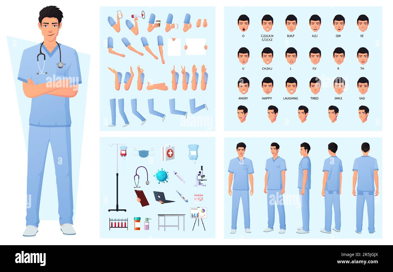 Character Constructor With Nurse, Doctor, Face Expressions, Emotions ...