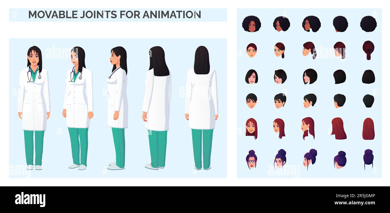 Cartoon Doctor Character creation with Female Doctor Wearing White Lab ...